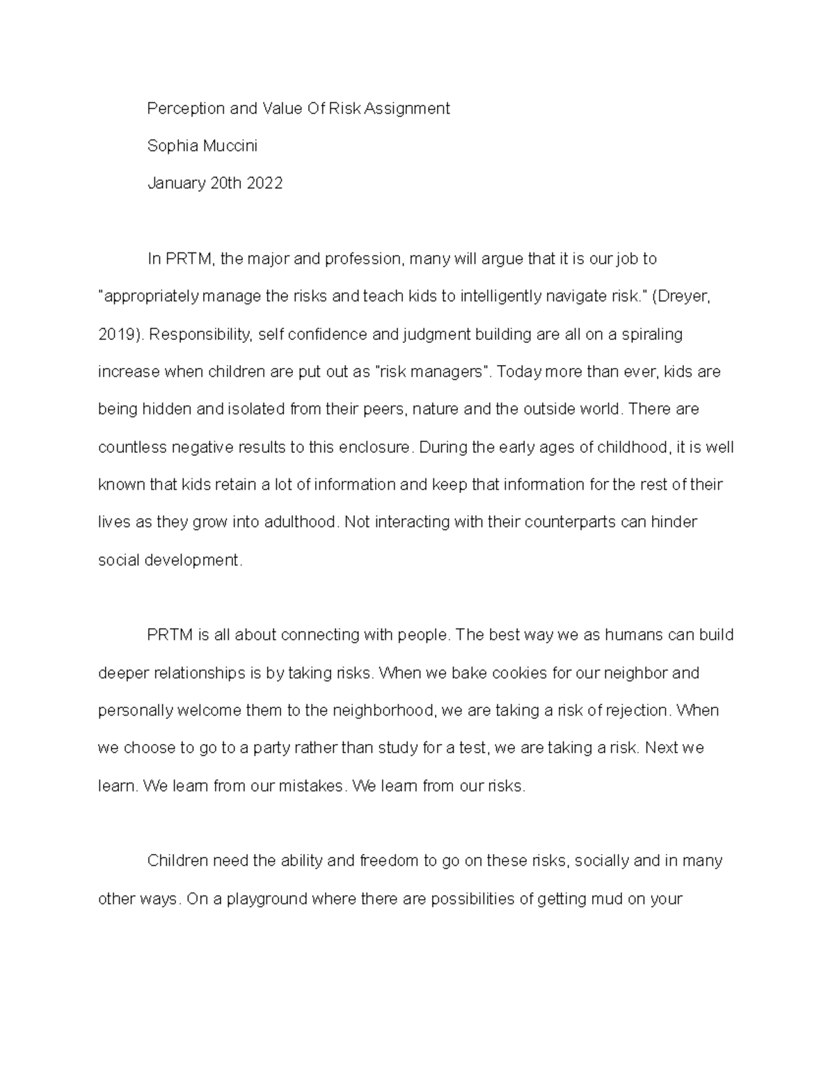 Assignment- risk and safety - Perception and Value Of Risk Assignment ...