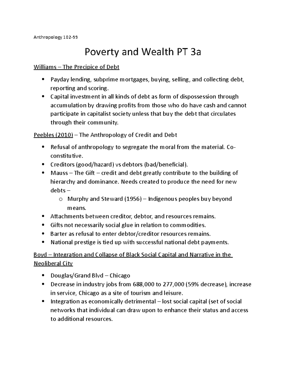 Poverty and wealth 3a - Anthropology 102- Poverty and Wealth PT 3a ...