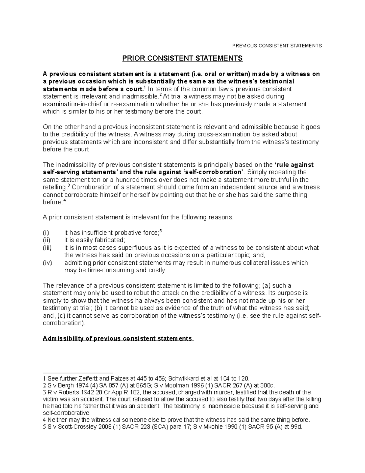 EVI 3701 Previous Consistent Statements - PREVIOUS CONSISTENT ...