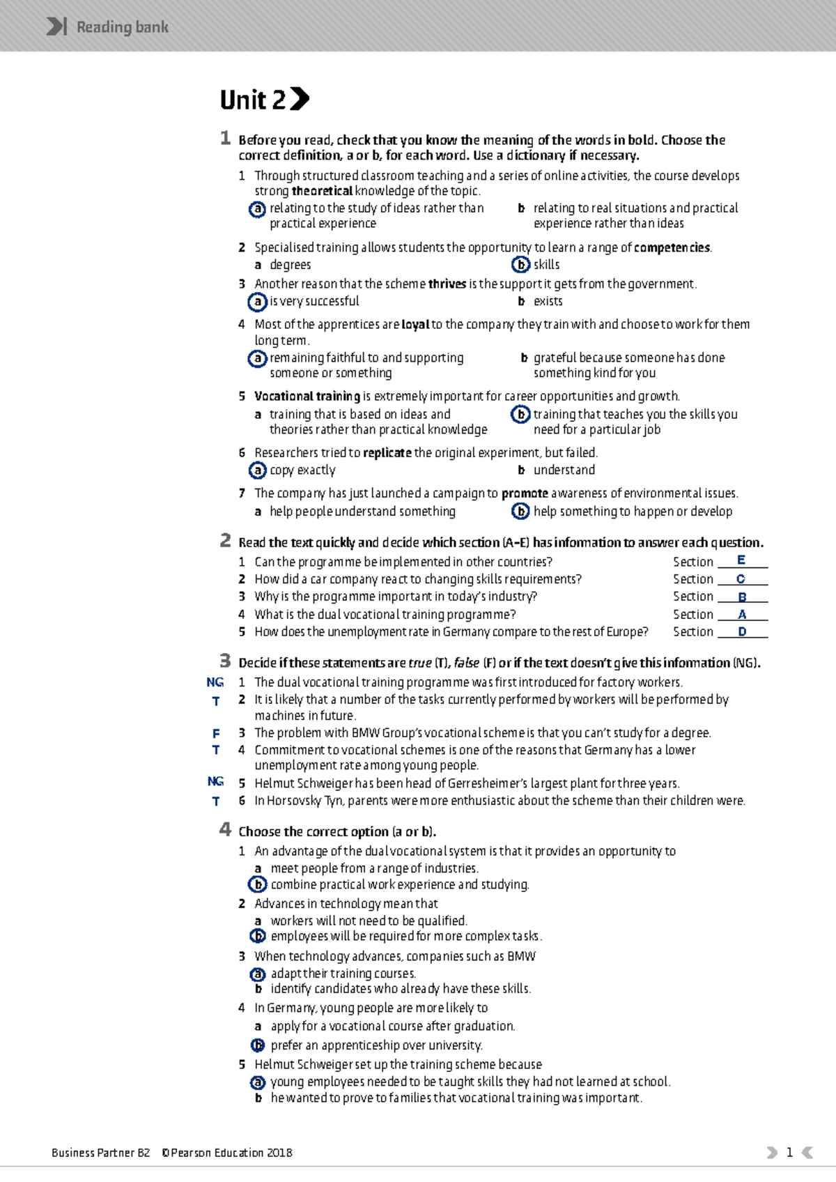 Bus Part B2 Reading Bank U2Training - Reading bankReading bank Unit 2 1 ...
