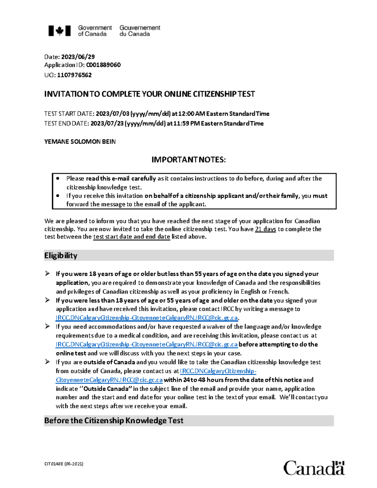 Alberta-Basic-Licence-Drivers-Assessment.pdf 2 - Date: 2023/06/ Application ID: C UCI ...