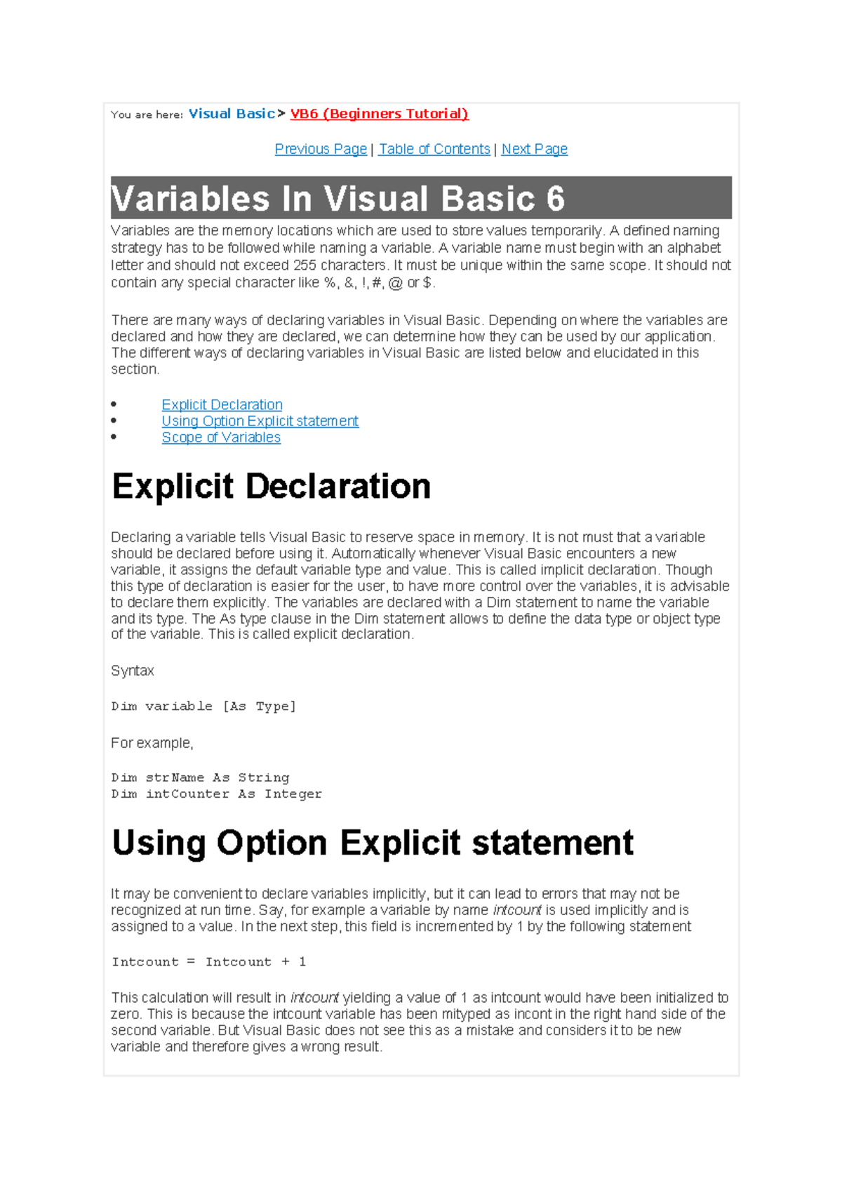6 Visual Basic Vb Variables You Are Here Visual Basic Vb6