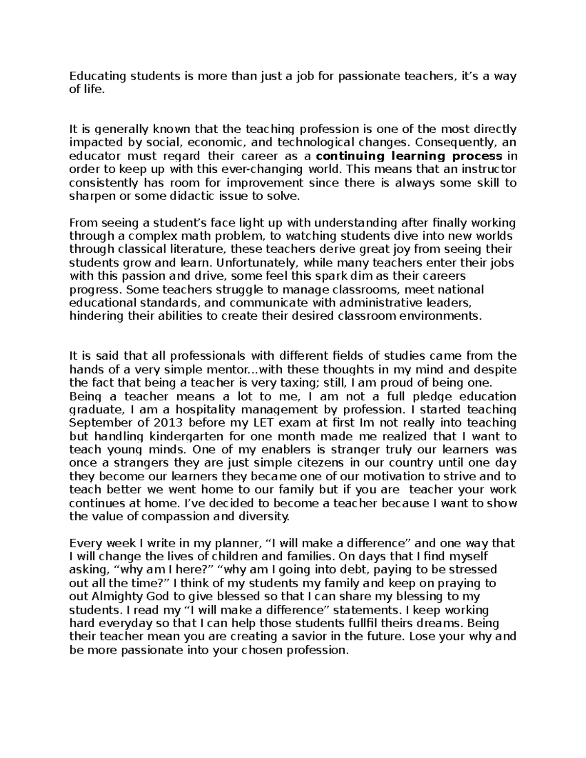 Principe, Jamaica Final Paper - Educating students is more than just a ...