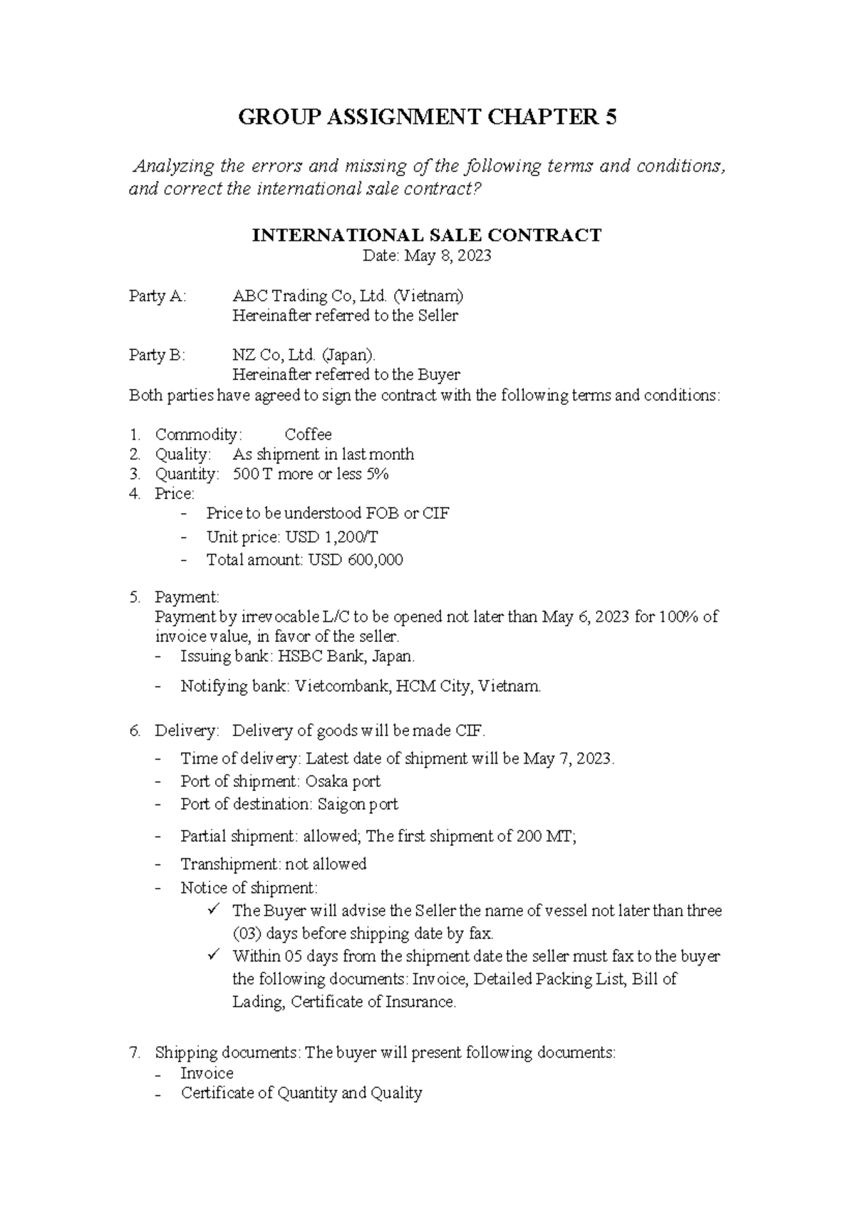 Group Assignment Chapter 5 (9 - GROUP ASSIGNMENT CHAPTER 5 Analyzing ...