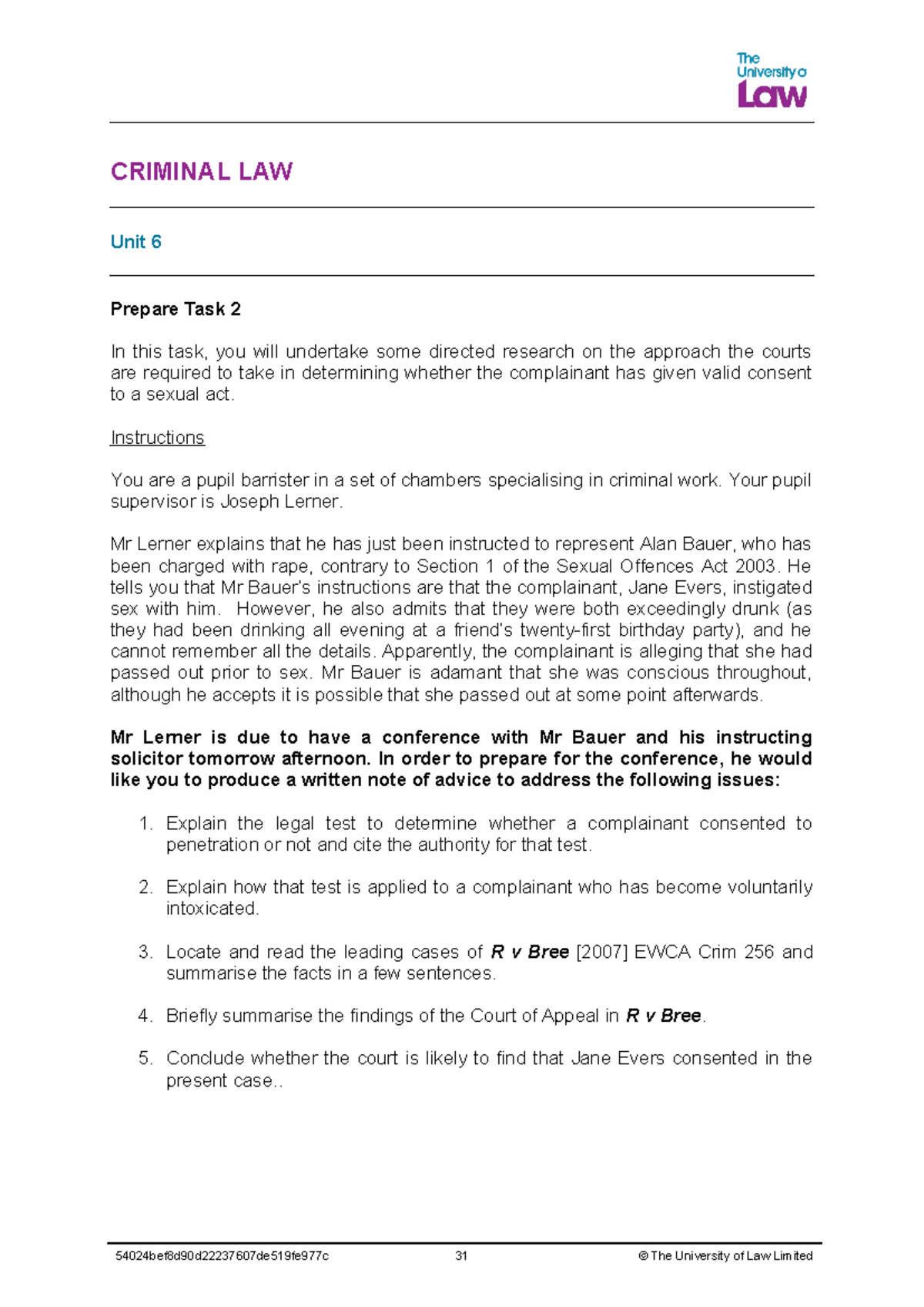 Unit 6 prep 2 - Unit 6: prep task 2 - CRIMINAL LAW Unit 6 Prepare Task ...