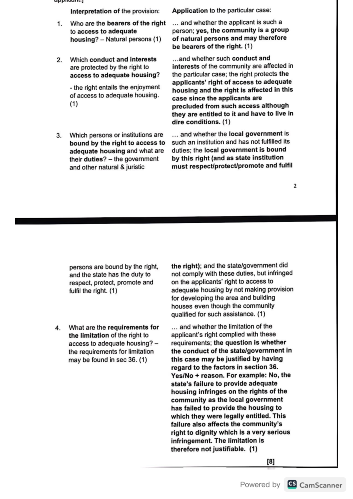 Tutorial one Table answer - Interpretation of the provision ...