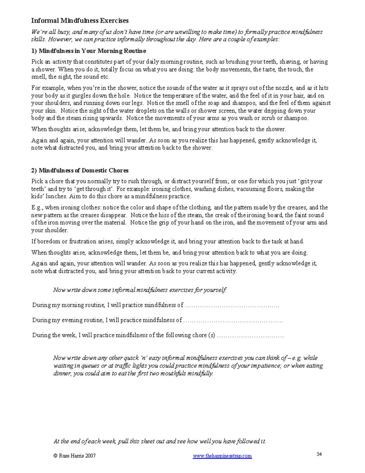 Act mindful crisis - Informal Mindfulness Exercises We’re all busy, and ...