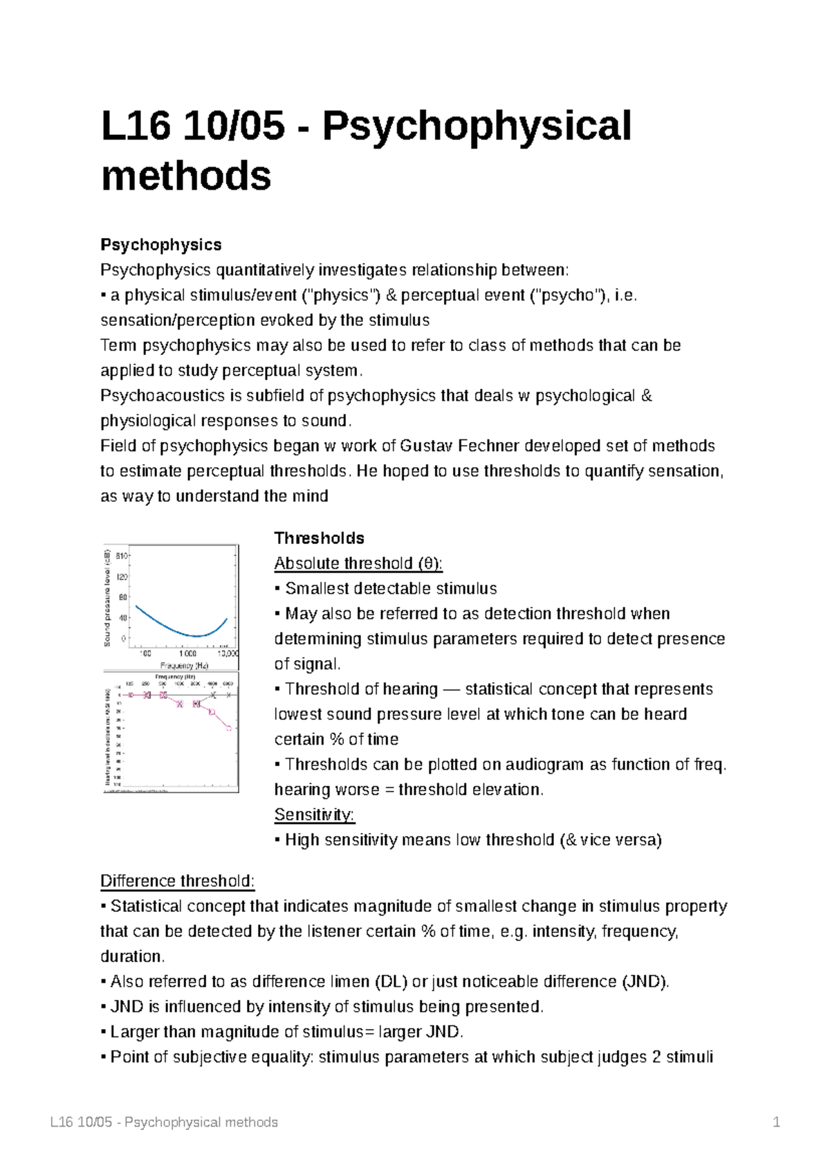 L16 1005 - Psychophysical methods - L16 10/05 - Psychophysical methods ...
