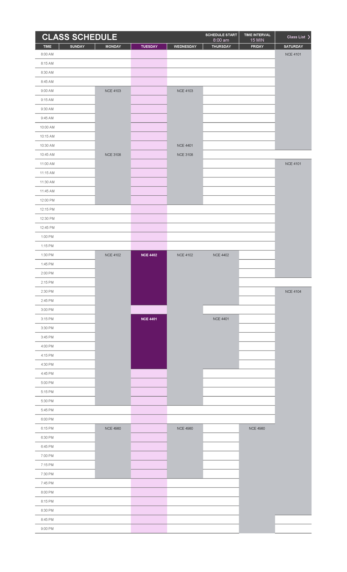 1st sem sy 23-24 sched - SCHEDULE START TIME INTERVAL 8:00 am 15 MIN ...