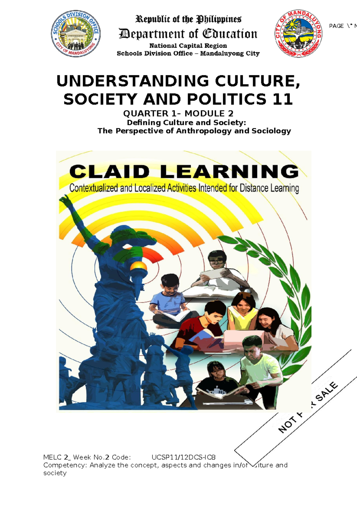 Module 2 WEEK 2 - reviewer - UNDERSTANDING CULTURE, SOCIETY AND ...