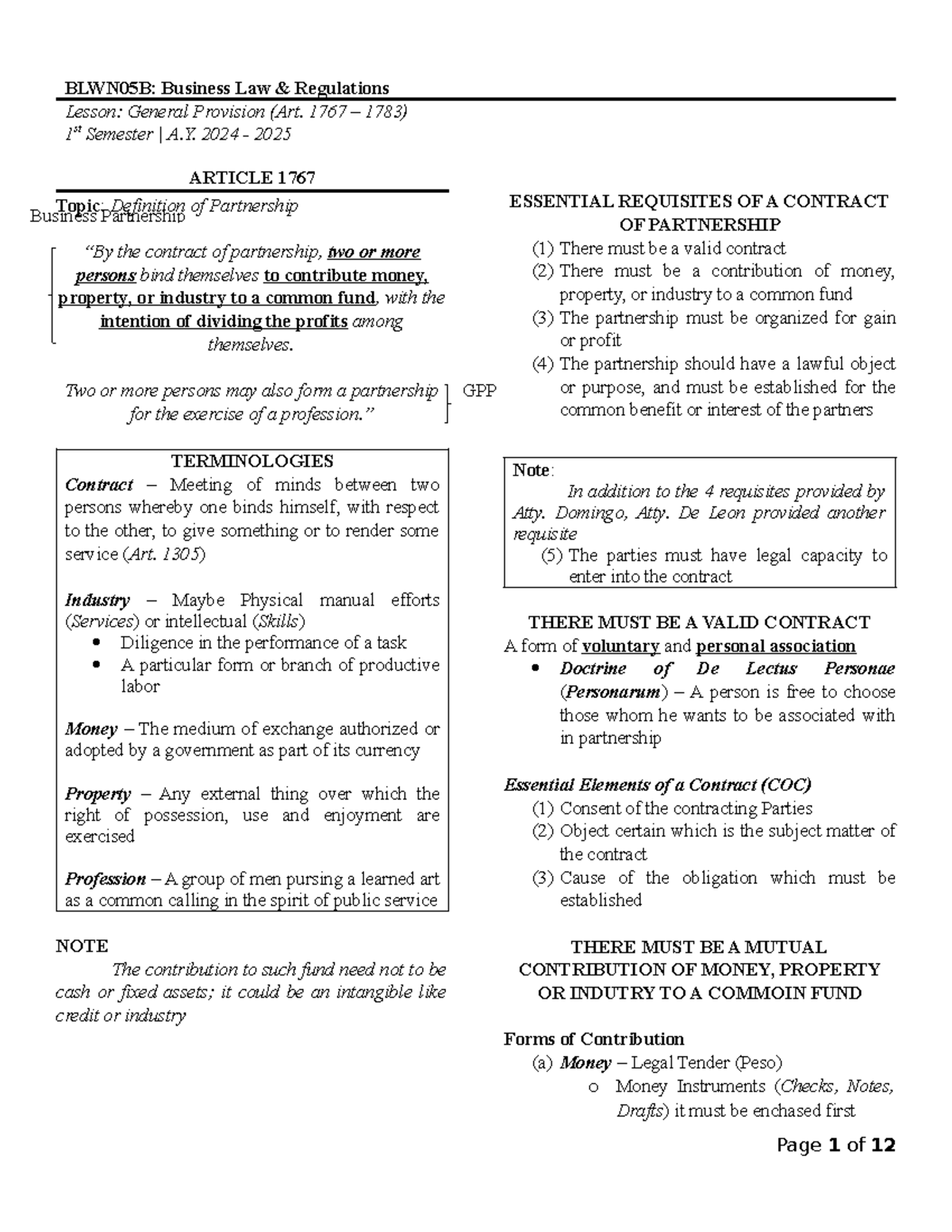 BLWN05B General Provision (1767 - 1783) - BLWN05B: Business Law ...