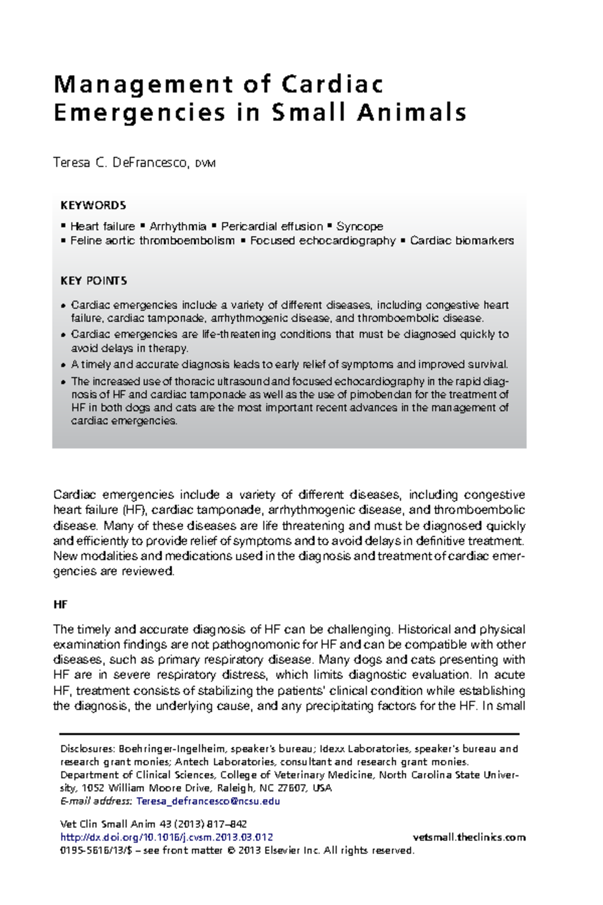 Management of Cardiac Emergencies in Small Animals - Warning: Popup ...