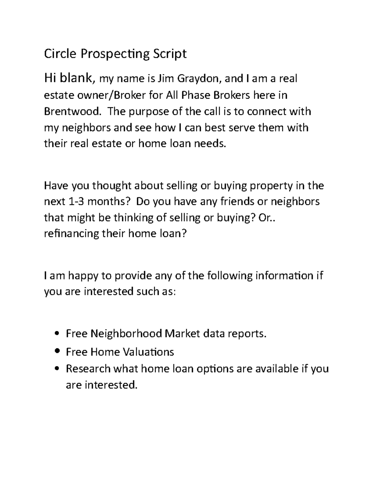 Brandon Mulrenin 2 - Rpg - Circle Prospecting Script Hi blank, my name ...