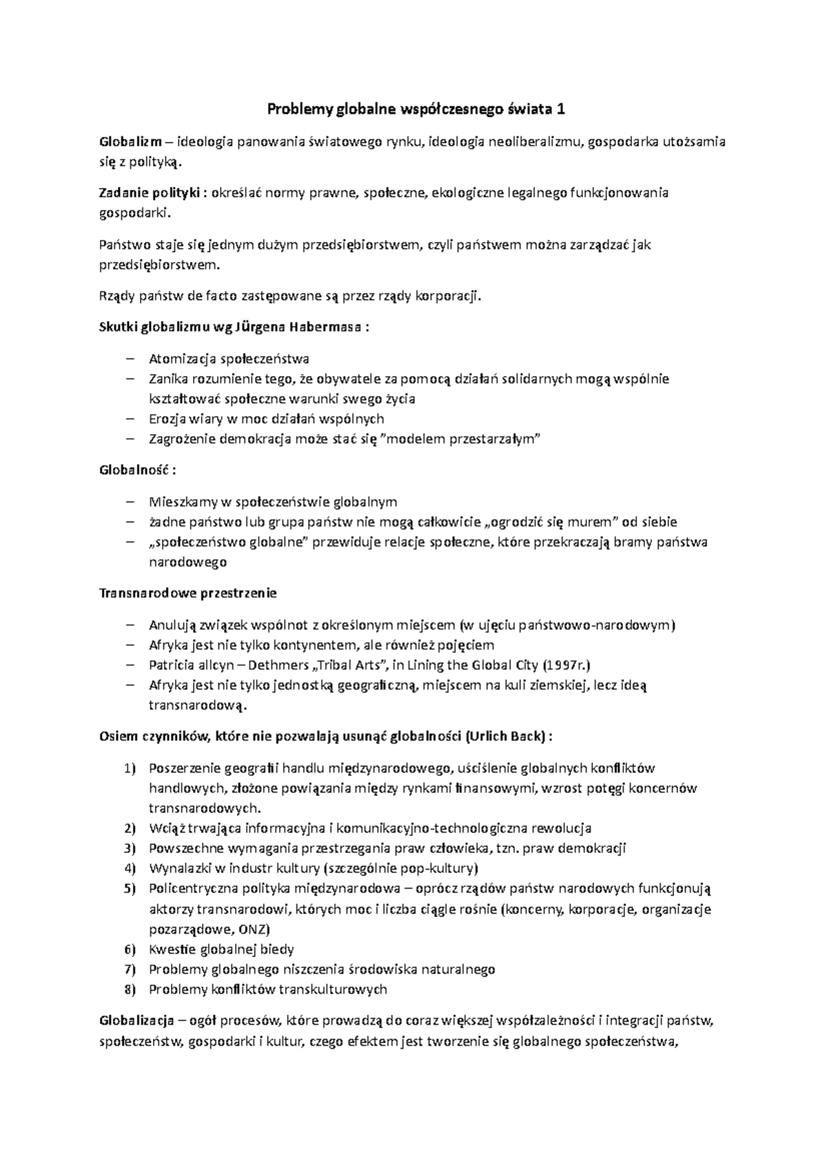 Problemy globalne współczesnego świata 1 - Problemy globalne ...