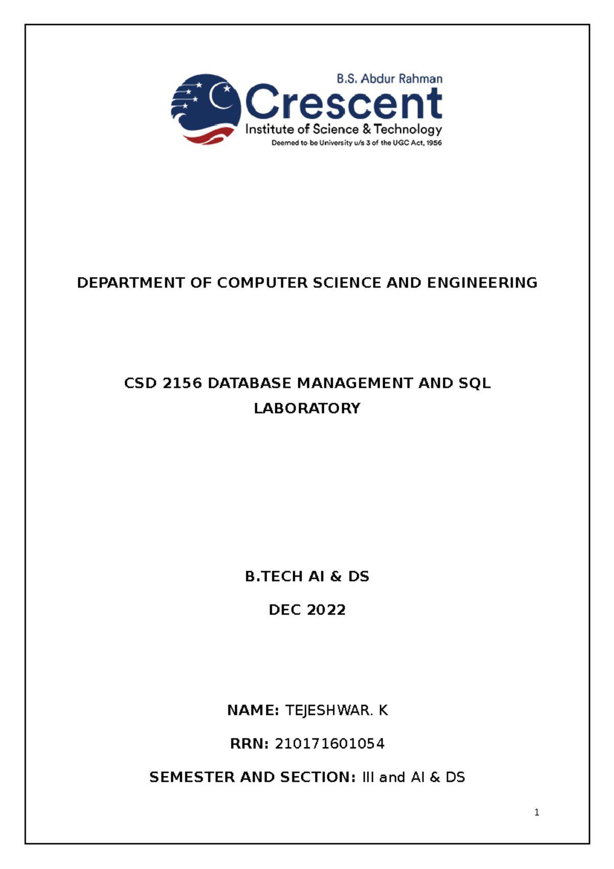 SQL OBS 1 - Getg - Geografia umana - DEPARTMENT OF COMPUTER SCIENCE AND ENGINEERING CSD 2156 ...