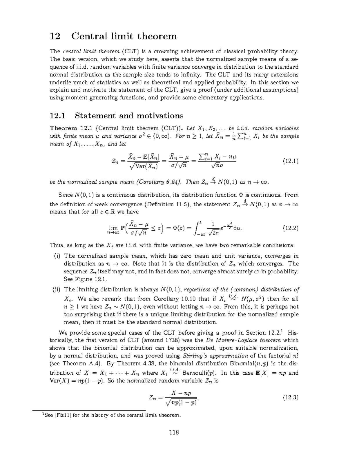 12-Central limit theorem - 12 Central limit theorem The central limit theorem (CLT) is a ...