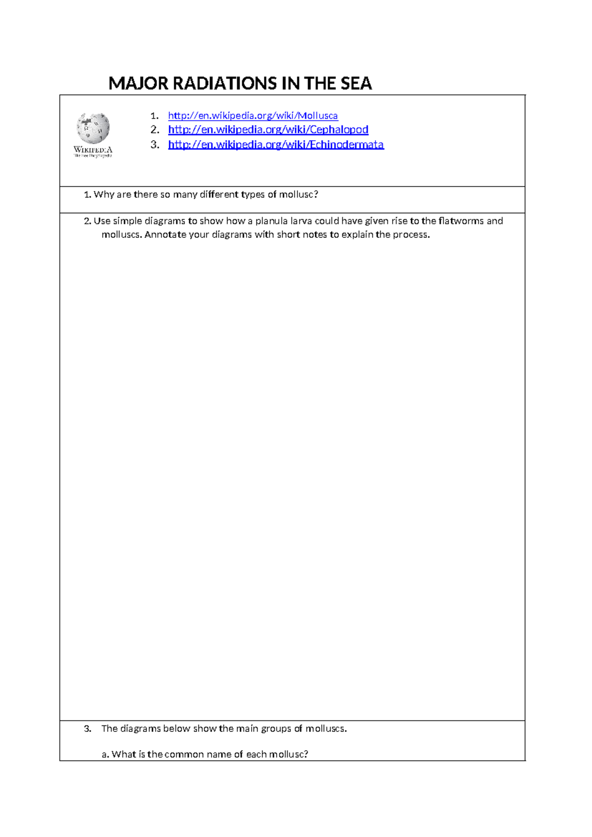 03 Major Radiation in the sea Workbook - MAJOR RADIATIONS IN THE SEA 1 ...