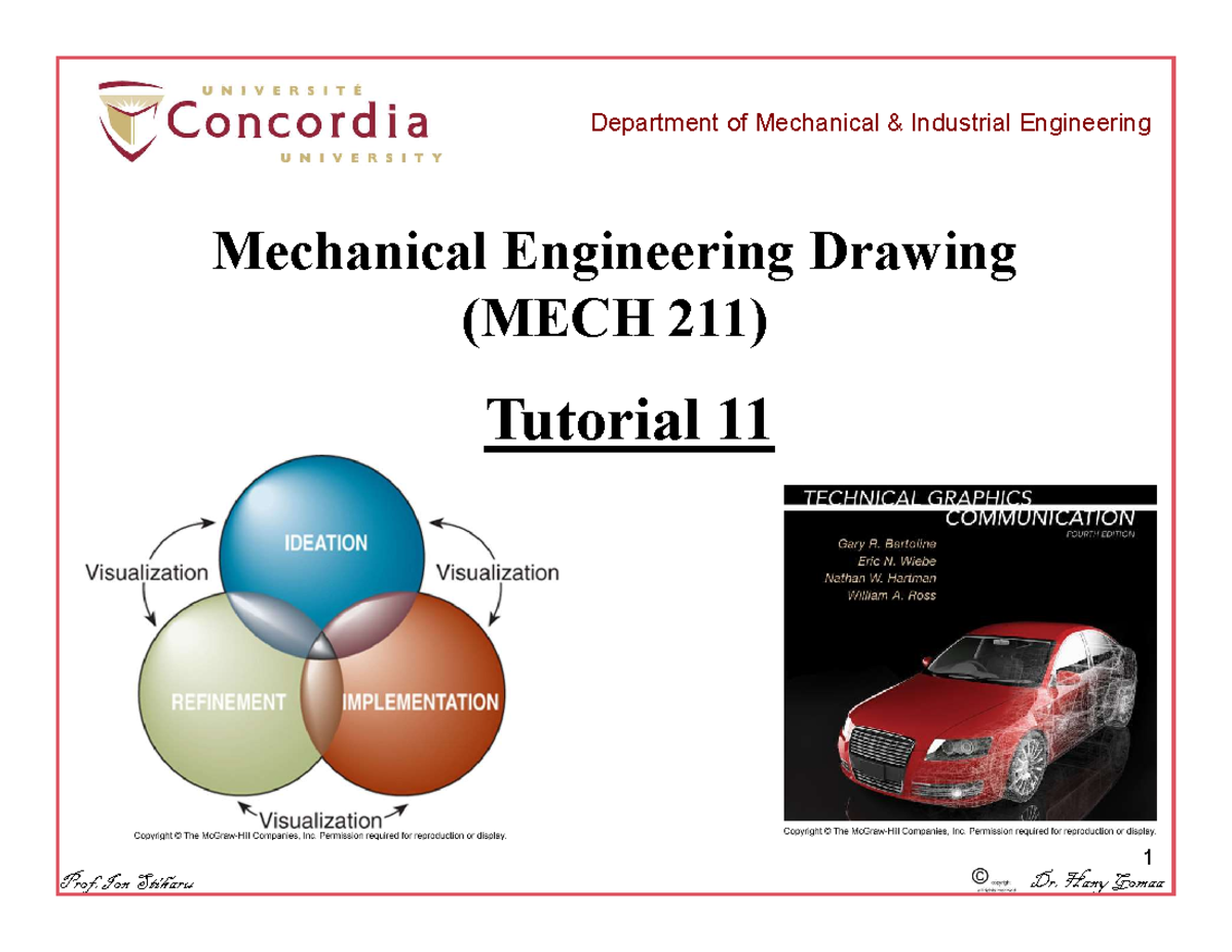 Tutorial 11 - Mechanical Engineering Drawing (MECH 211) Department of ...