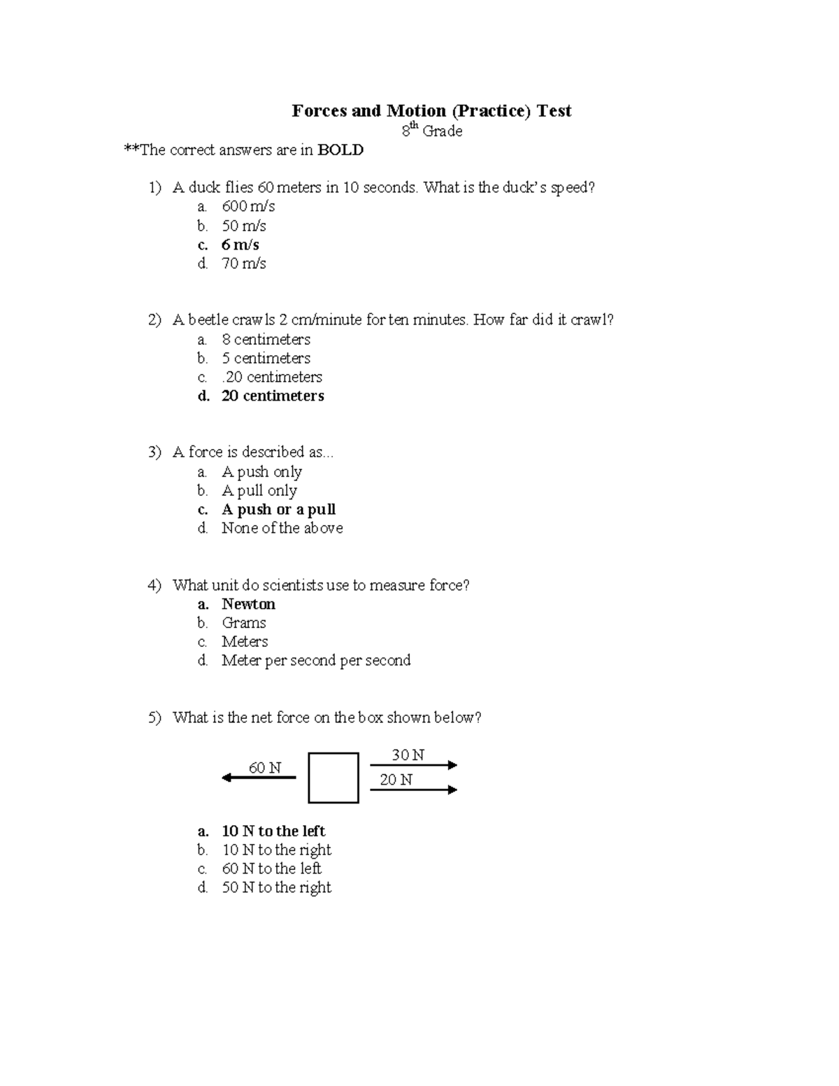 Forces and Motion Practice Test 2020-Term 1-Mr Nyasha - Forces and ...