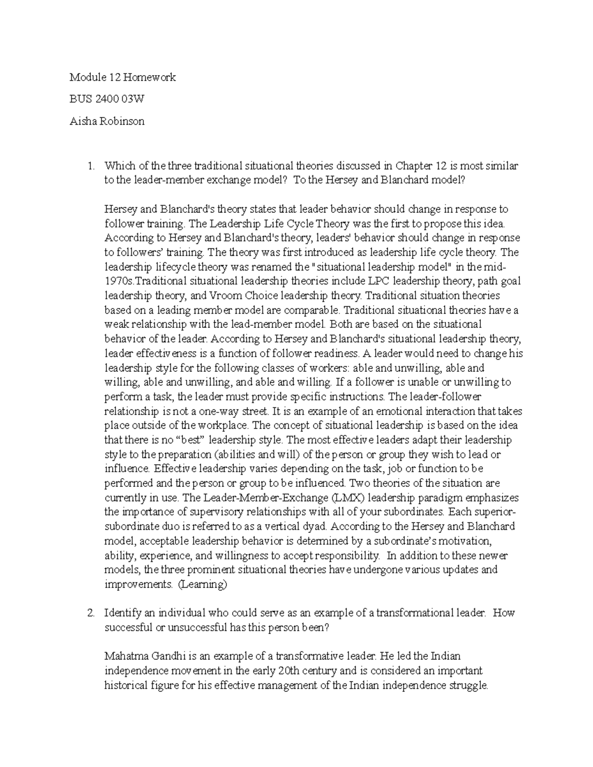 Module 12 Homework BUS 2400 - BUS 2200 - Studocu