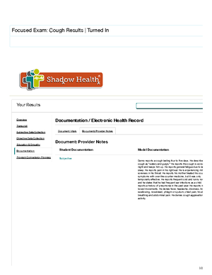 Shadow Health Gastrointestinal Tina Jones Documentation - 1 ...