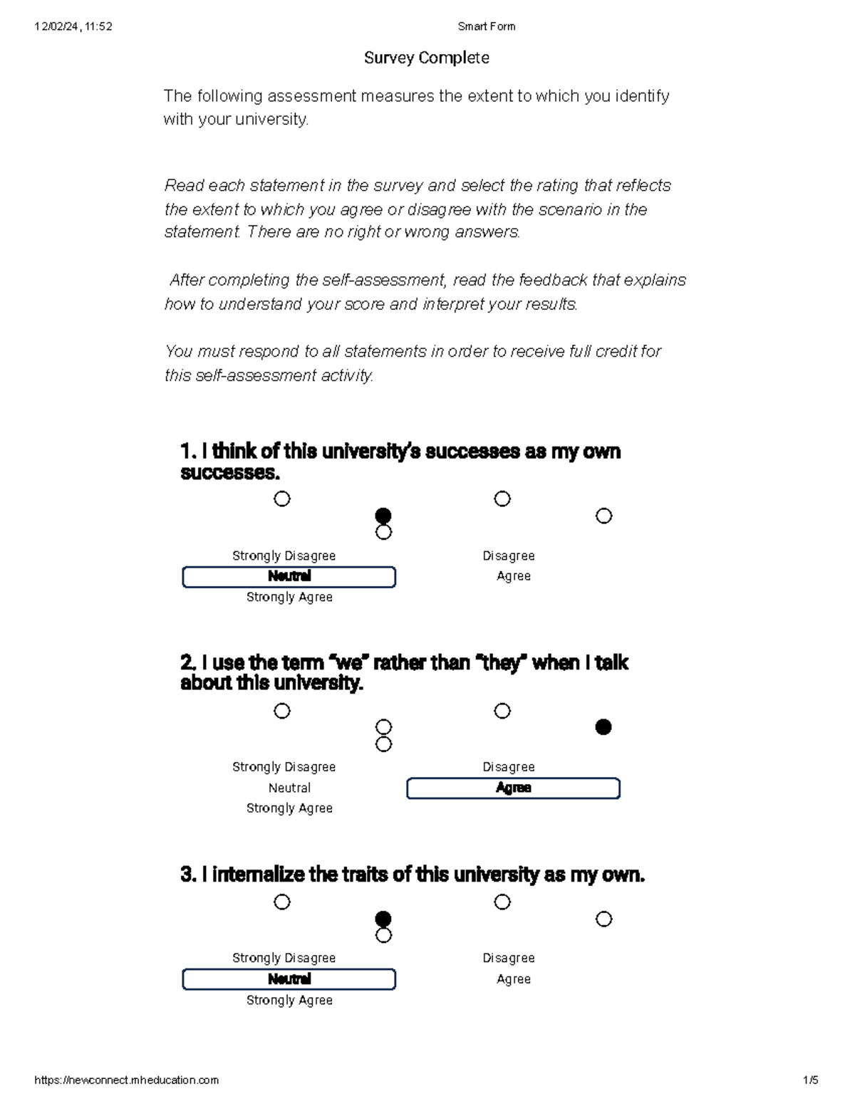 MGT 341 Week 4 Self-Assessment Social Identity - Survey Complete The ...