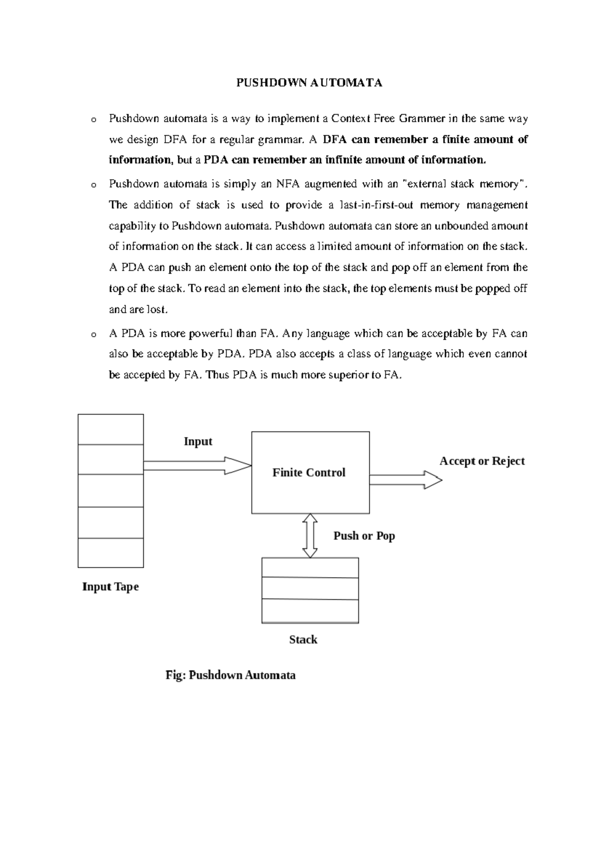 Toc Module V Gjalalshd Pushdown Automata O Pushdown Automata Is A Way To Implement A