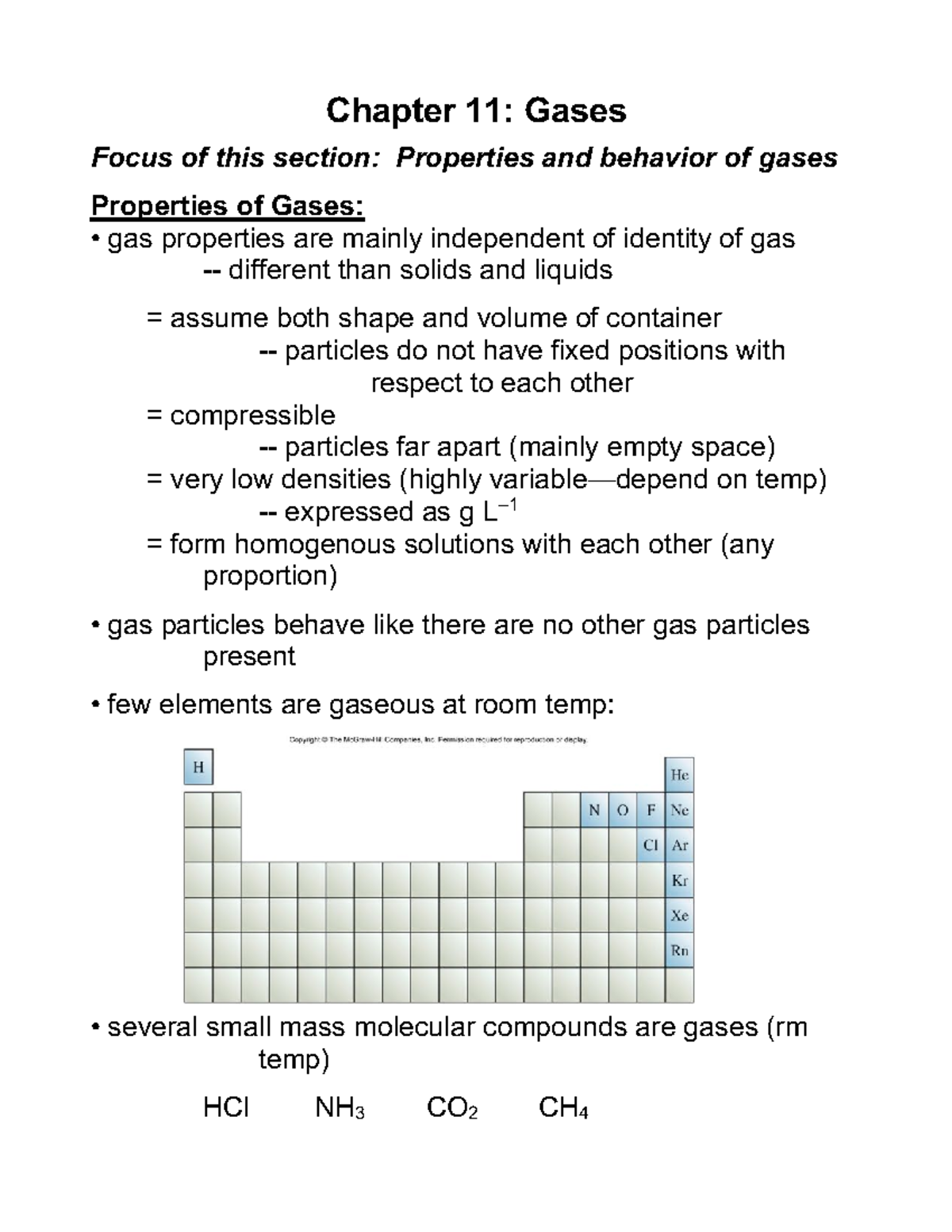 Chapter 11 pt1. Properties of Gases 11-12-2023 - Chapter 11: Gases Focus of this section ...