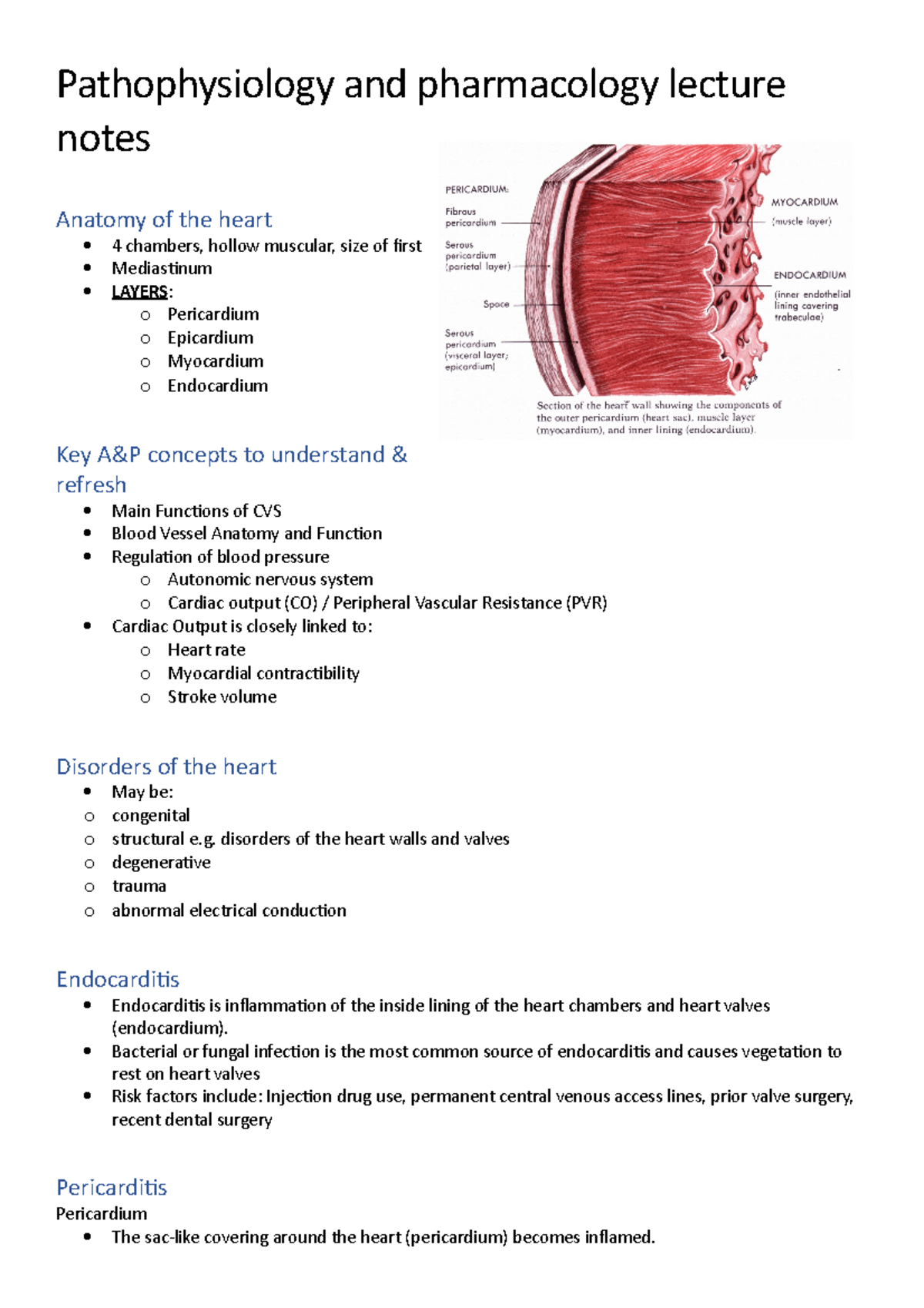 Pathophysiology and pharmacology lecture notes - Pathophysiology and ...