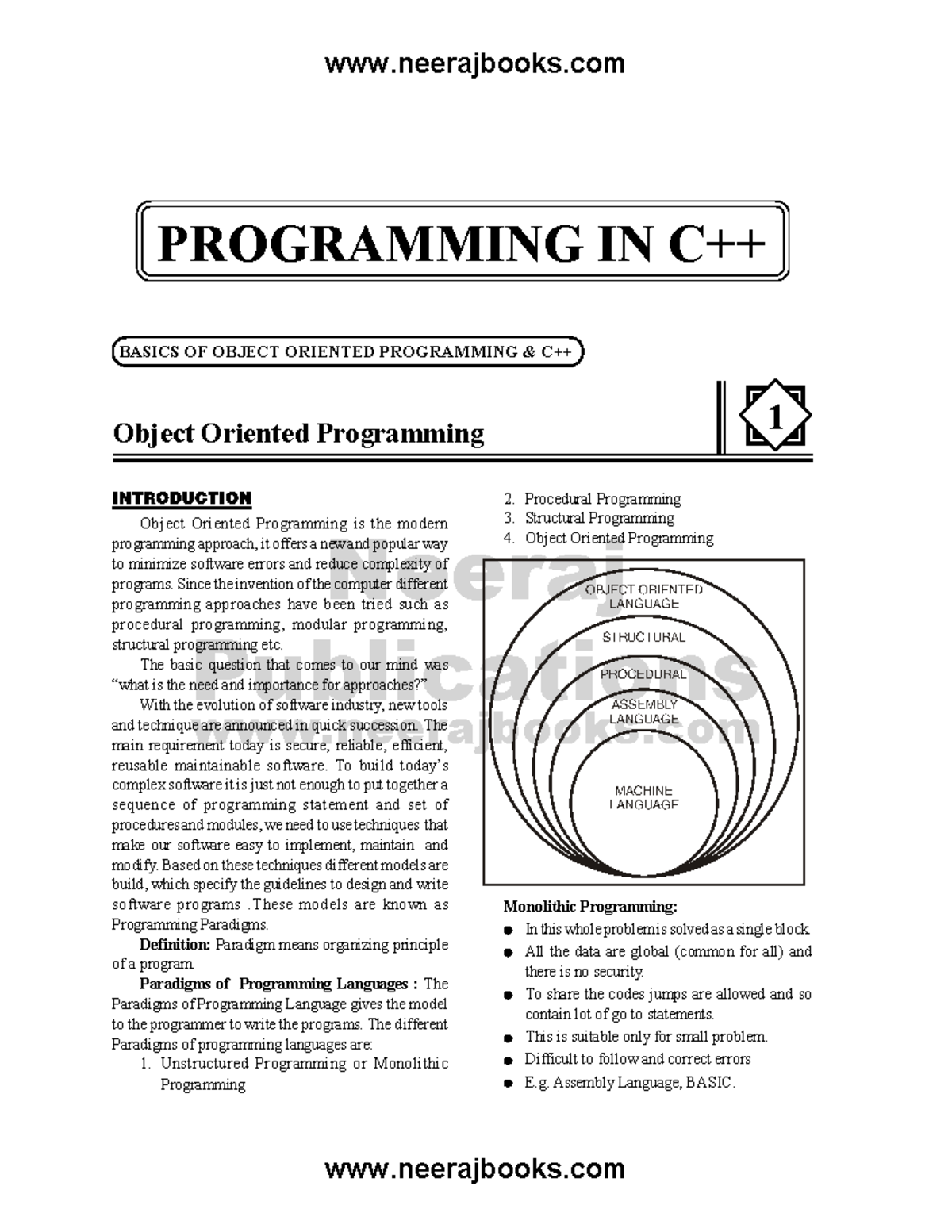 C++ - neerajbooks Neeraj Publications 1 Object Oriented Programming Object Oriented Programming ...