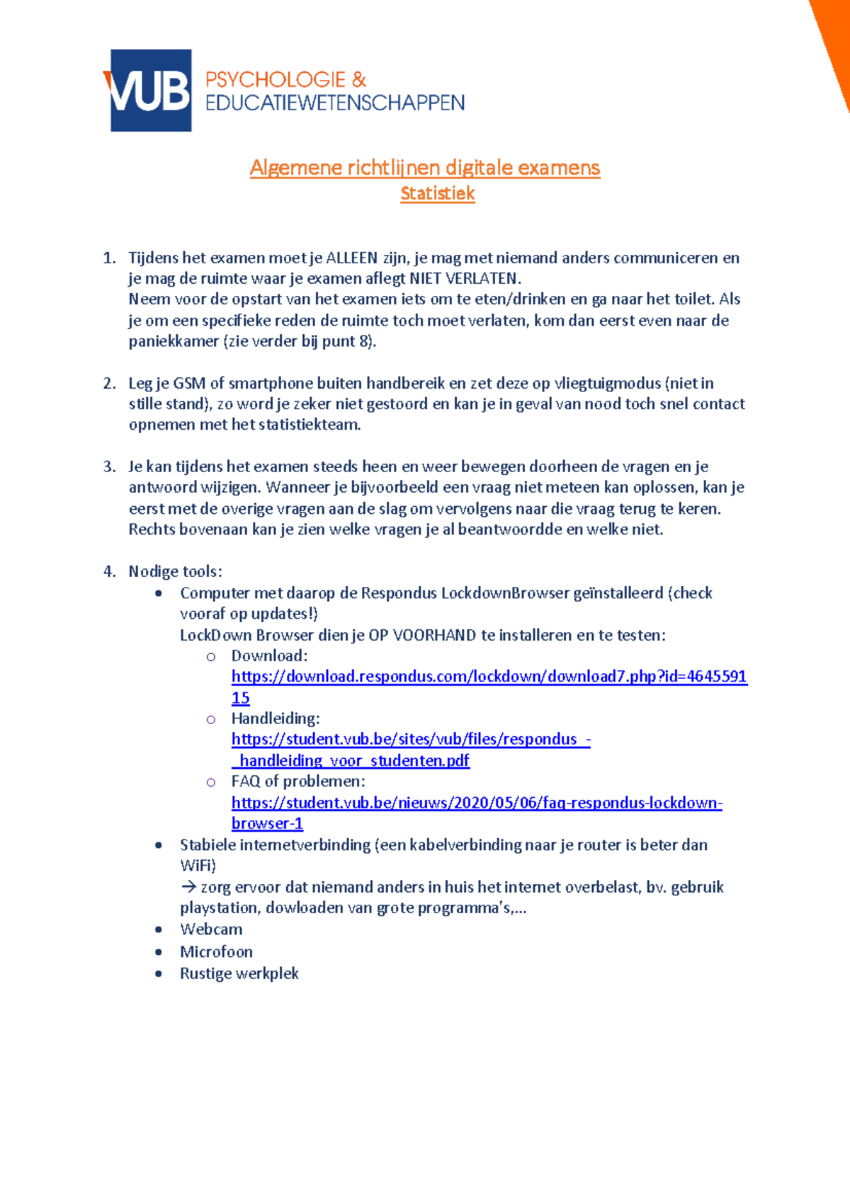 Digitaal examen statistiek algemene instructies S1 - Algemene ...