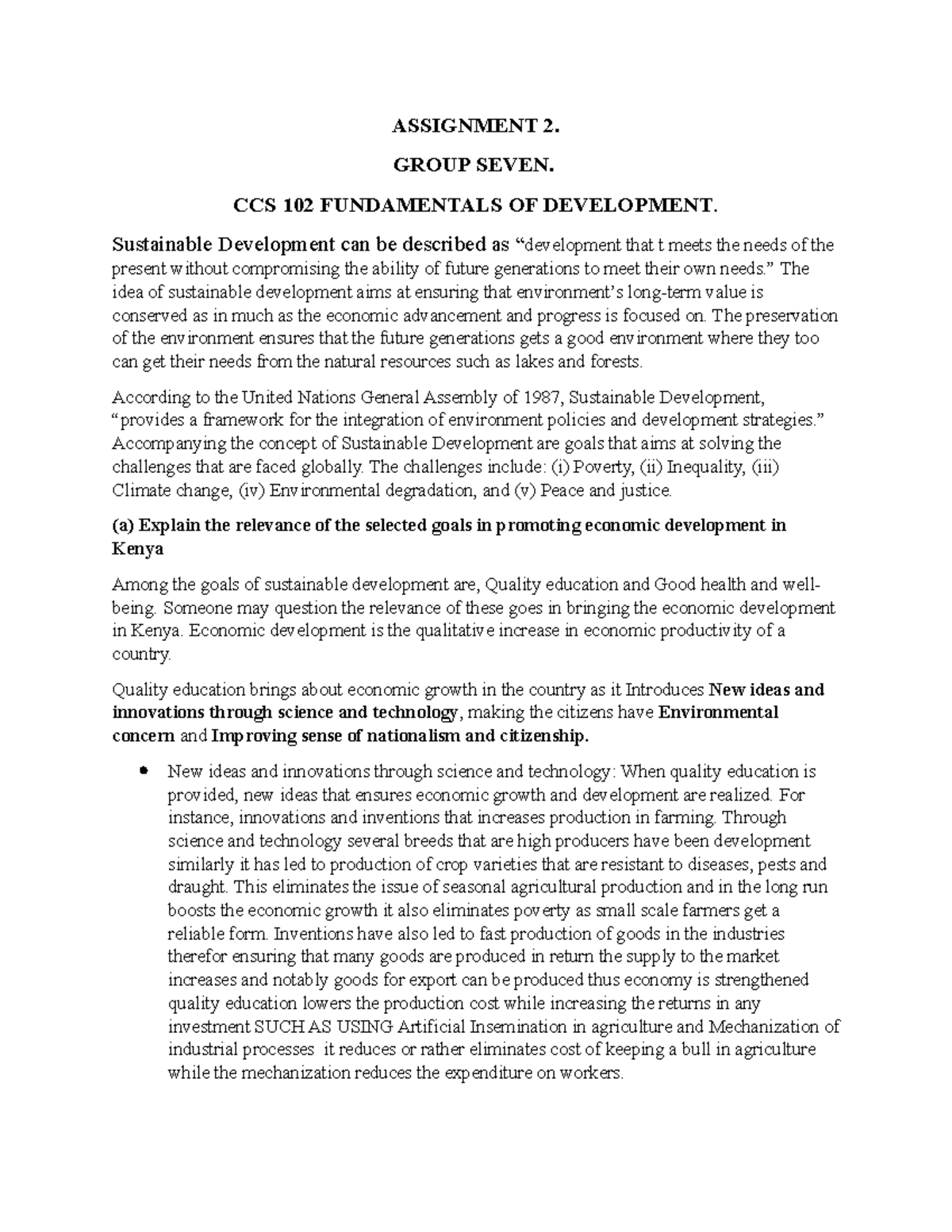 Assignment 2 Group Seven lms - ASSIGNMENT 2. GROUP SEVEN. CCS 102 ...