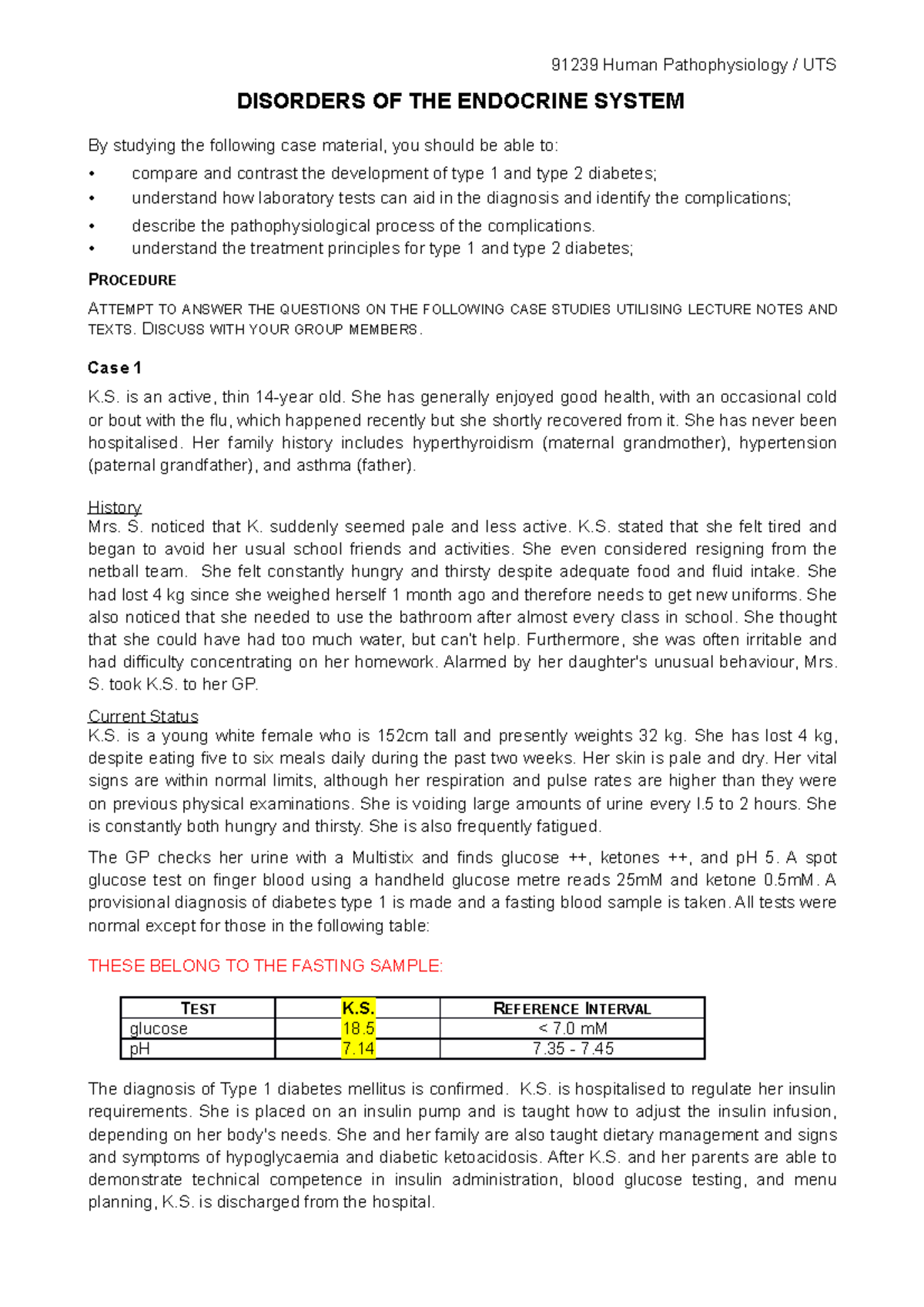 Week 2 - Disorders OF THE Endocrine System worksheet - DISORDERS OF THE ...