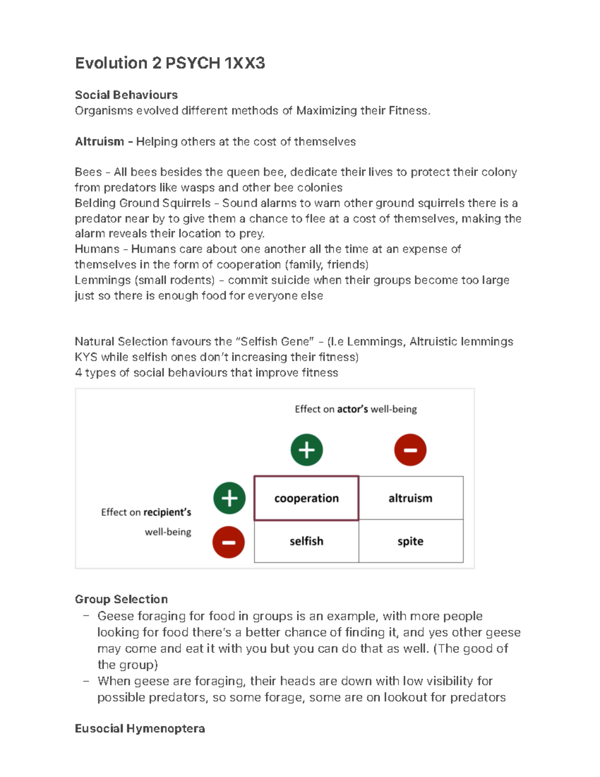 Evolution 2 PSYCH 1XX3 - notes - – – Evolution 2 PSYCH 1XX Social ...
