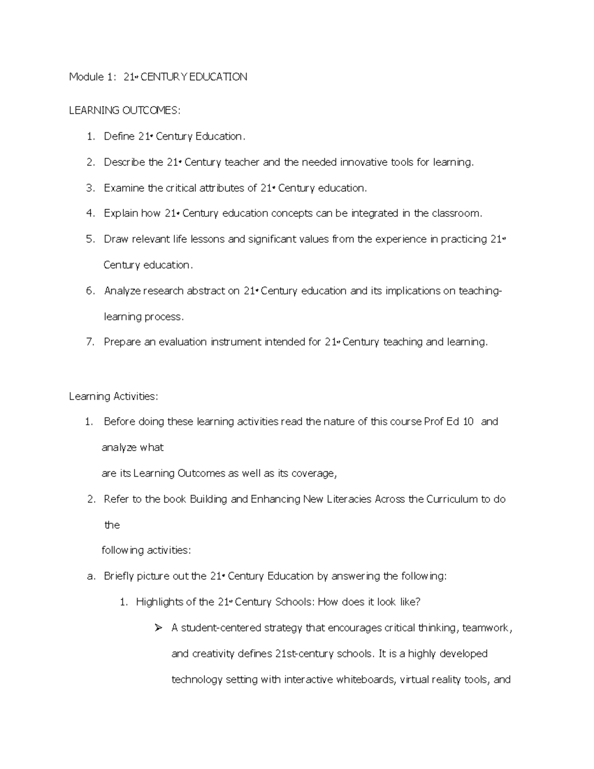 21st Century Education - Module 1: 21 st CENTURY EDUCATION LEARNING ...