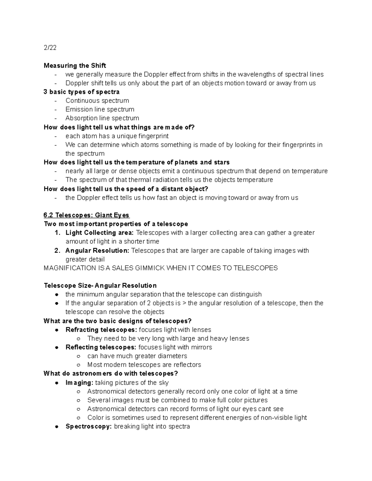 Lecture 8&9 Notes from AST 114 Sun, Stars, and Galaxies - 2/ Measuring ...