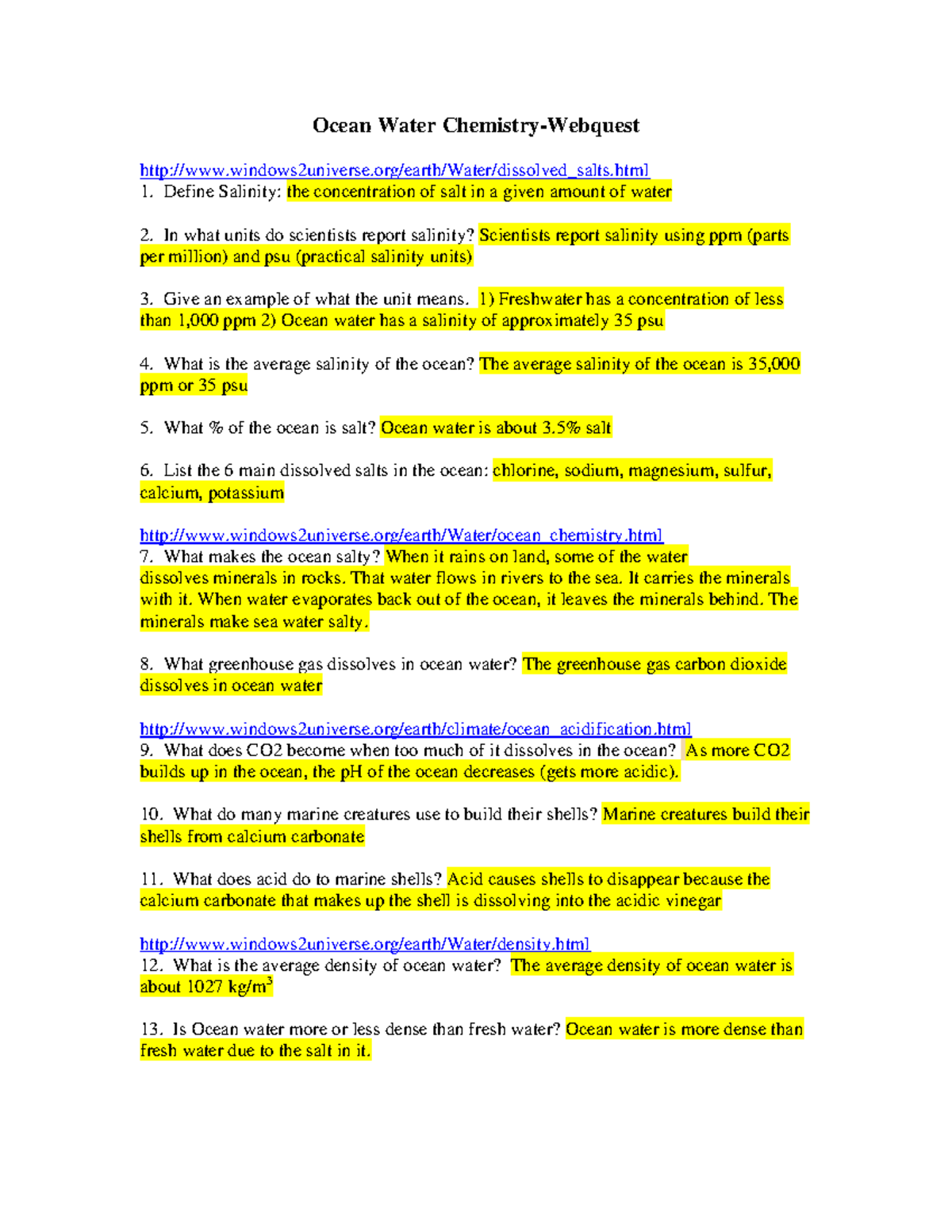 Ocean+Water+Chemistry-+Webquest+ copy - Ocean Water Chemistry-Webquest ...