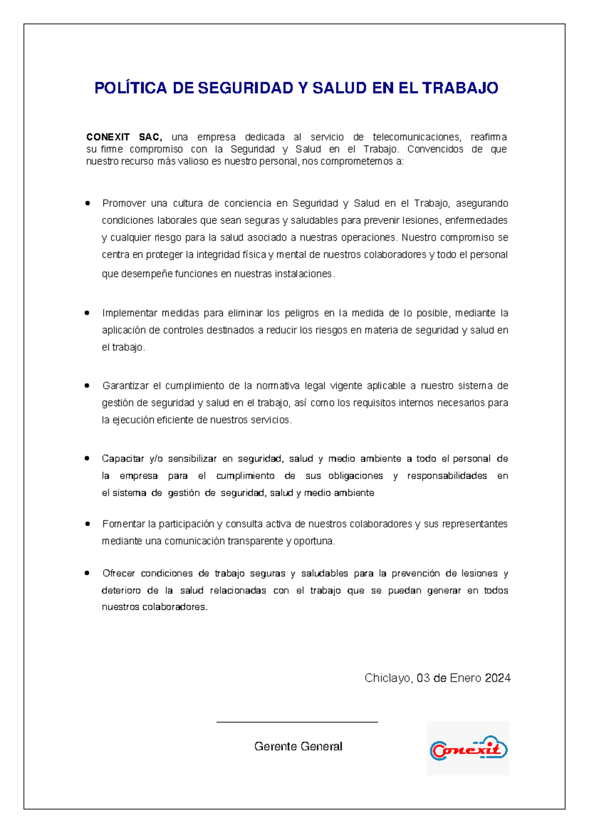 Política DE Seguridad Y Salud EN EL Trabajo - POLÍTICA DE SEGURIDAD Y SALUD EN EL TRABAJO ...