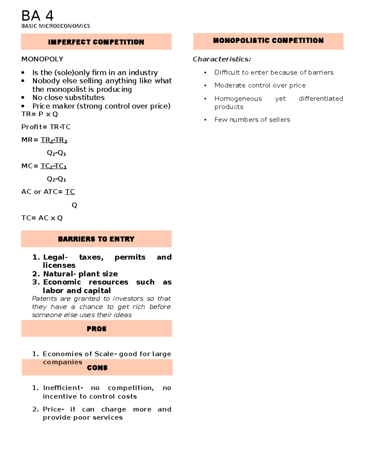WEEK 15-16 - Imperfect Competition - BASIC MICROECONOMICS MONOPOLY Is ...