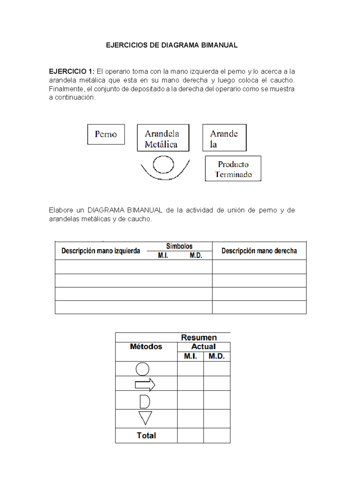 Materiroblema 2 Elabore el DIAGRAMA BIMANUAL, de la actividad de unión ...