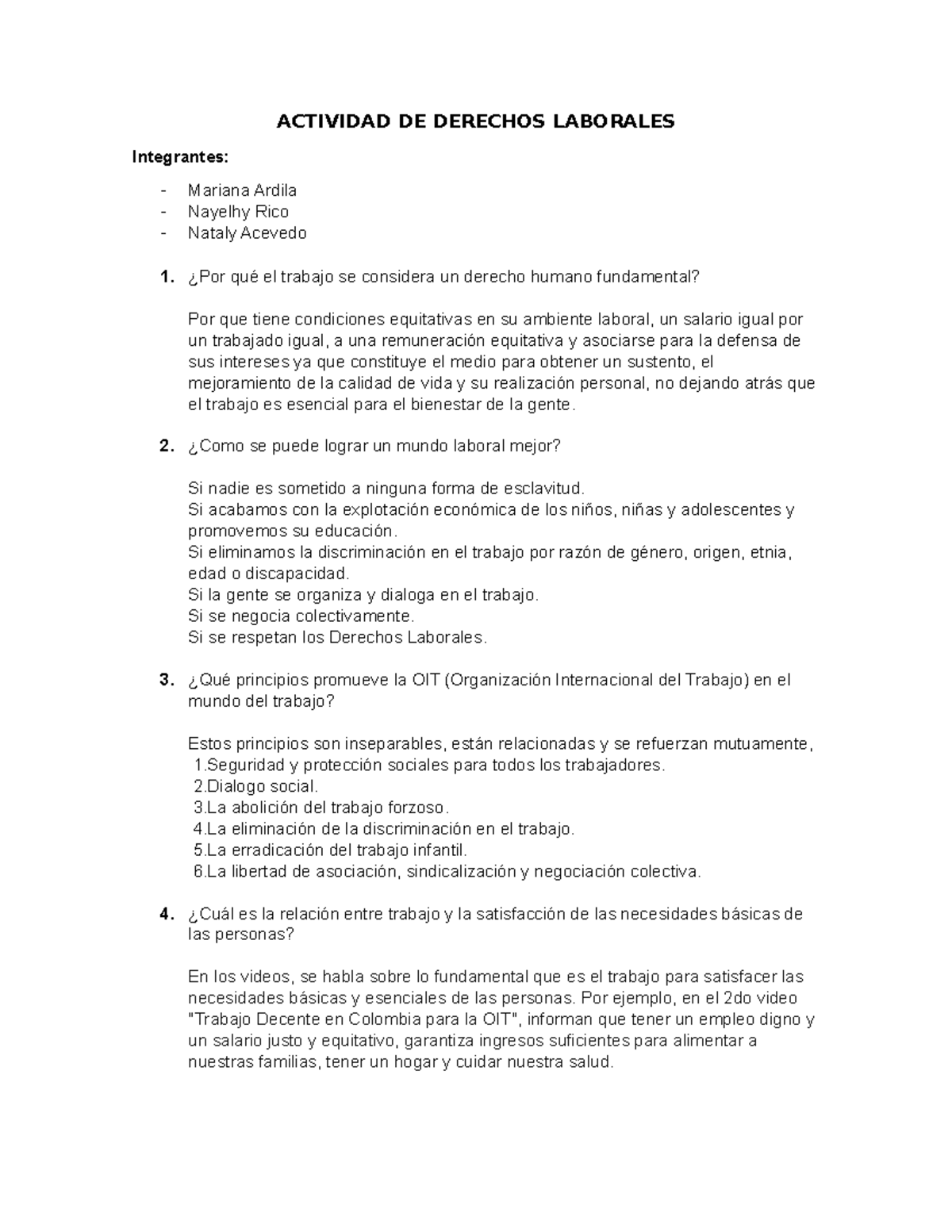 Taller de derechos laborales 2 - ACTIVIDAD DE DERECHOS LABORALES ...