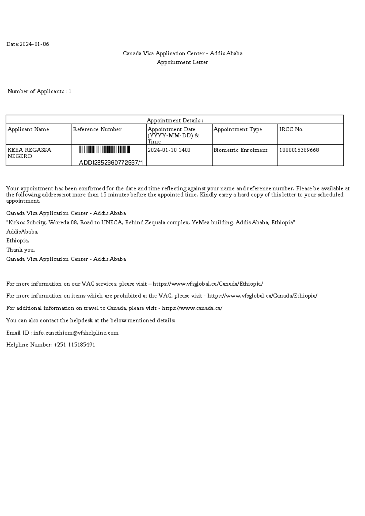 ADDI2852660772667 1 Keba - Date:2024-01- Canada Visa Application Center ...