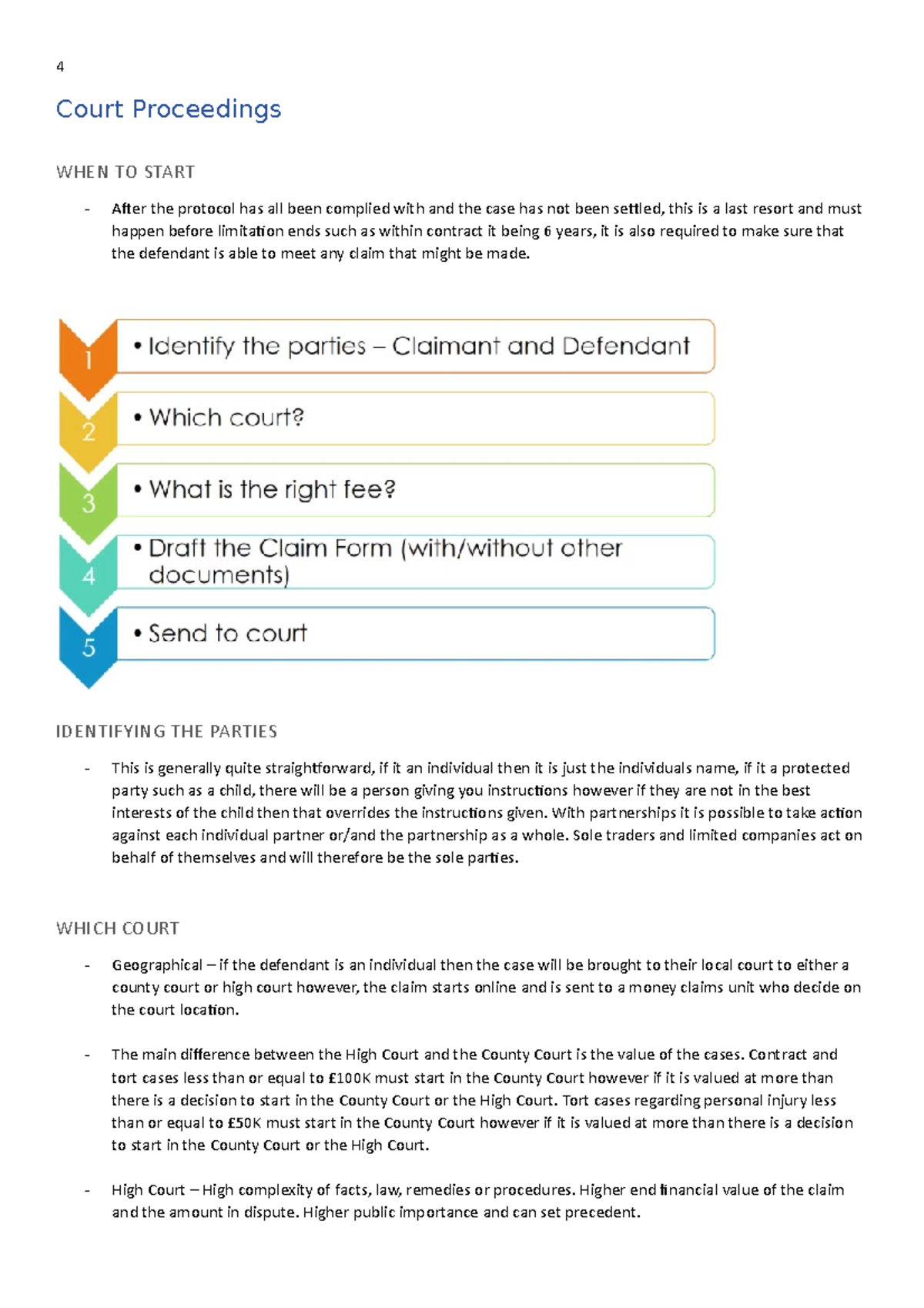4. Court Proceedings - Lecture 4 - 4 Court Proceedings WHEN TO START ...