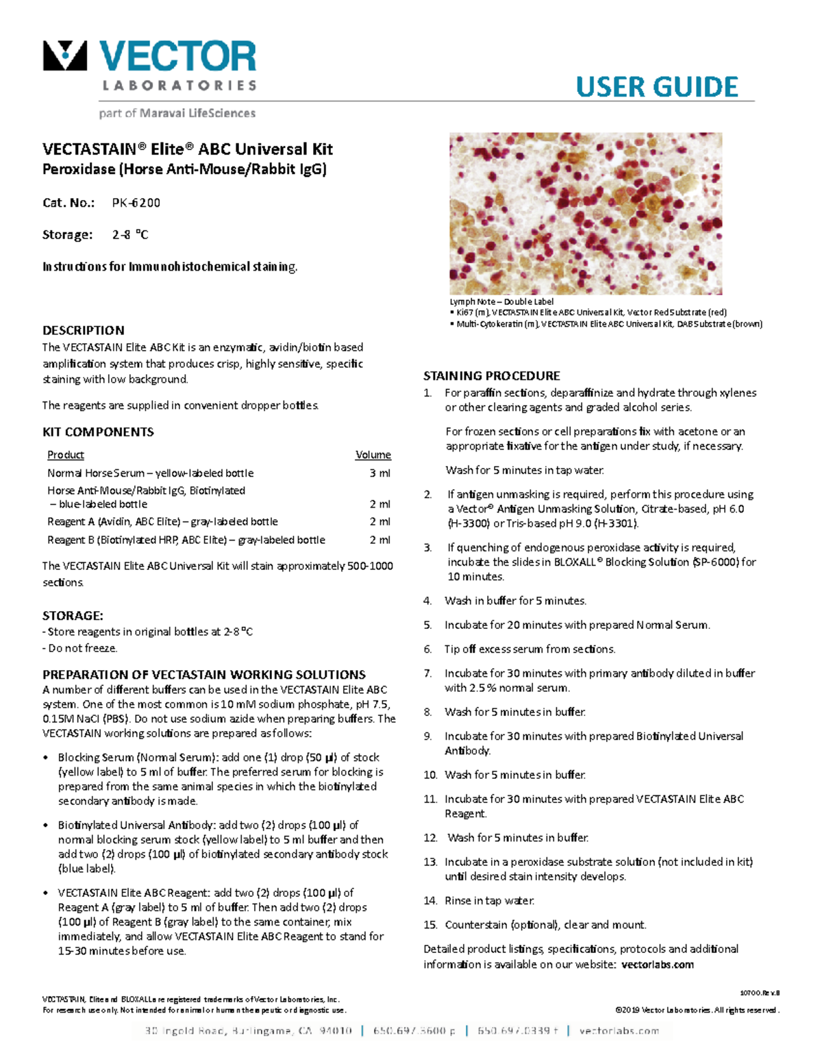 Vectastain elite ABC kit PK-6200 - STAINING PROCEDURE For paraffin ...