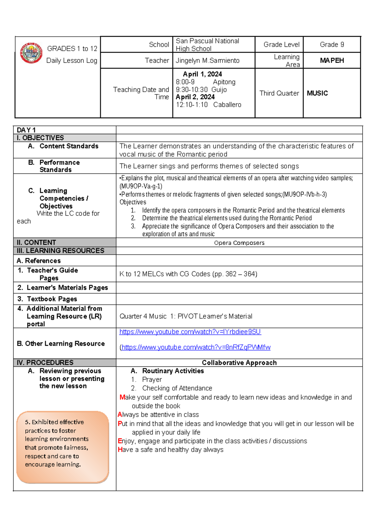 DLL Health Fourth Q Q SY 2022 2023 a Ppril 1 2024 - GRADES 1 to 12 ...