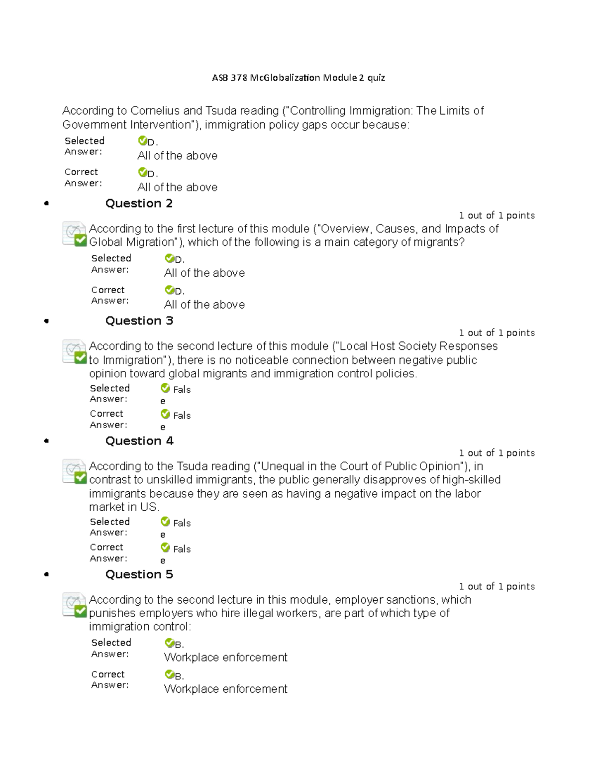 Quiz 2 - ASB 378 McGlobalization Module 2 quiz According to Cornelius ...