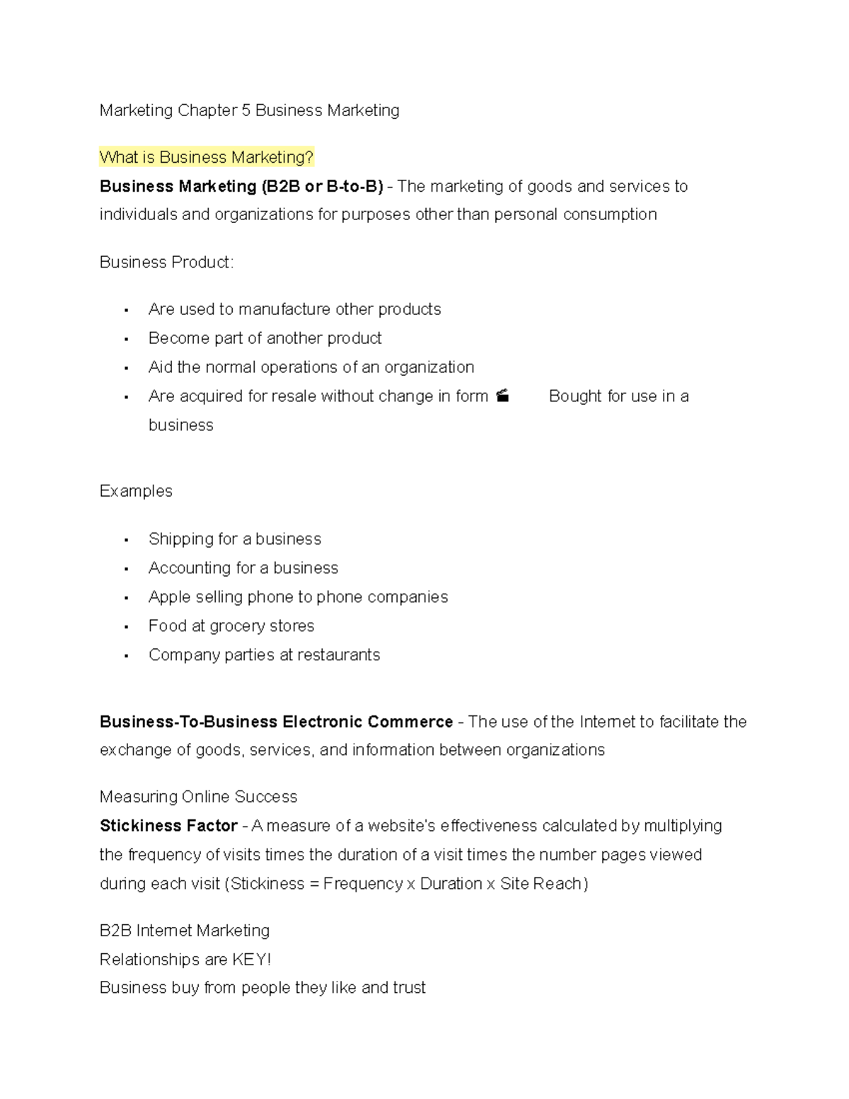 Marketing CH5 & CH6 - Marketing Chapter 5 Business Marketing What is ...