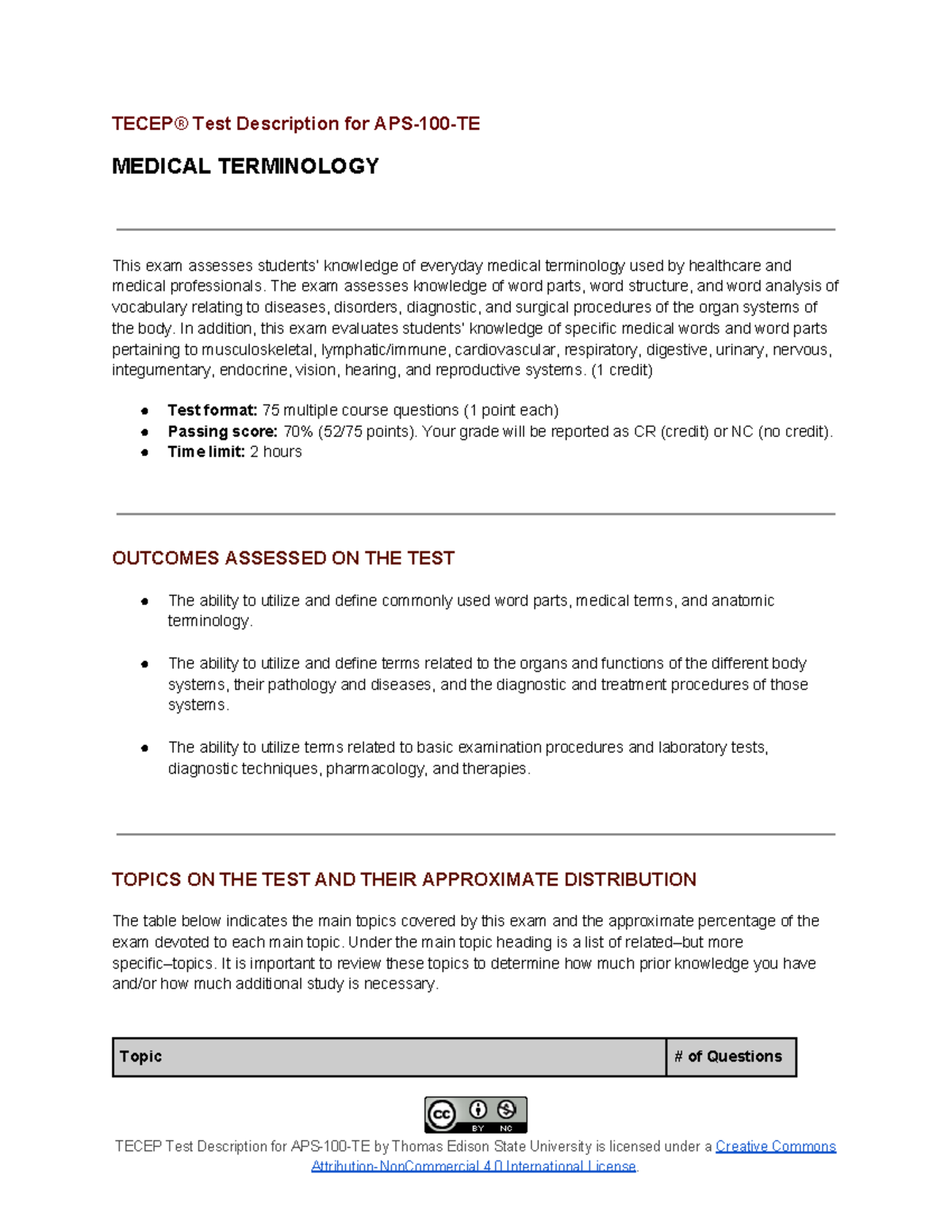 APS-100 - Intro - TECEP® Test Description for APS-100-TE MEDICAL ...