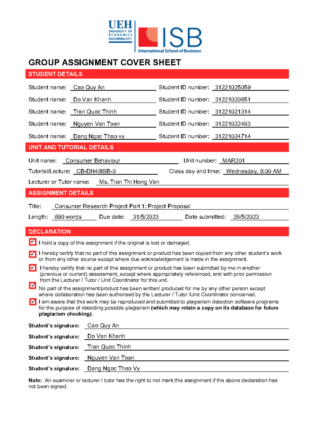 CB3 A3 P1 Group 2 - Proposal - GROUP ASSIGNMENT COVER SHEET STUDENT ...