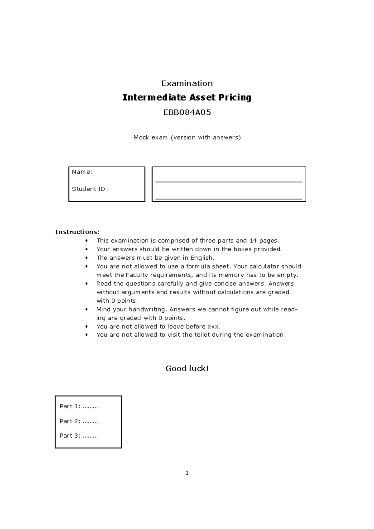 Sample/practice exam 2017, questions and answers - - Studeersnel